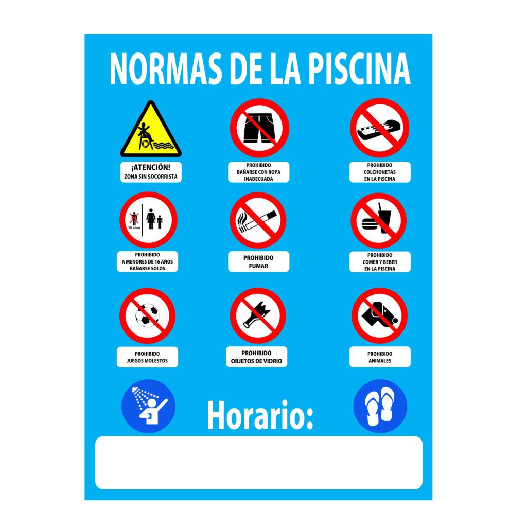 Normas de piscina Vertical 90x120cm – Carteles de Piscina